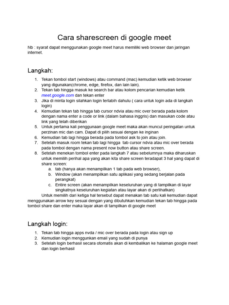 Cara Sharescreen Di Google Meet-7 | PDF