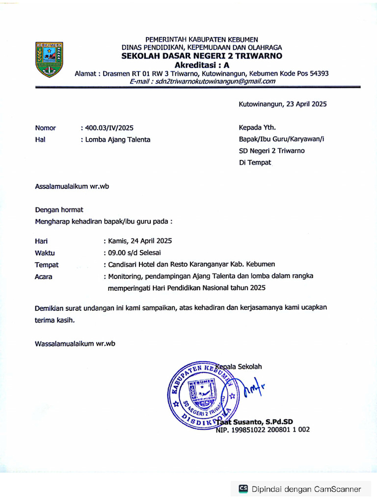 Undangan Ajang Talenta | PDF