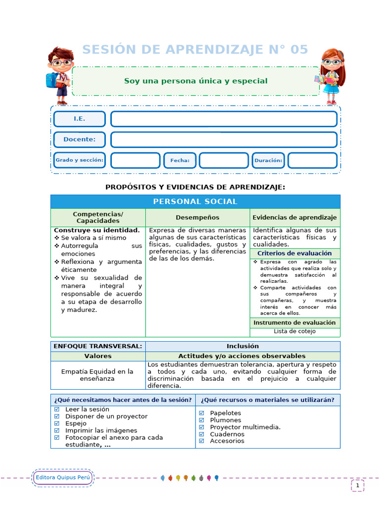 Sesiones de Aprendizaje - Semana 2 - UDA 1 - Editora Quipus Perú | PDF | Aprendizaje | Evaluación