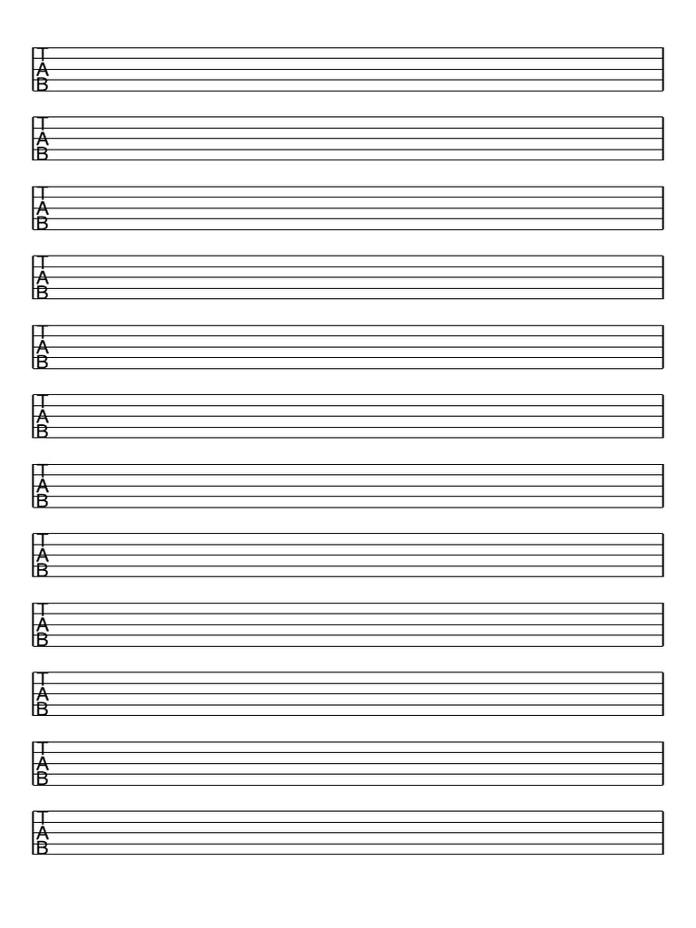 Basse 5 Cordes Tablature Vierge Imprimer Papier | PDF