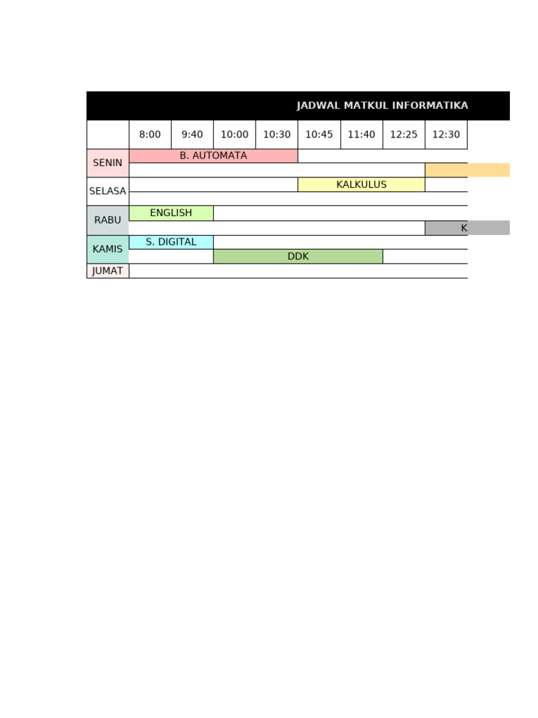 Jadwal Matkul - Sems-2 | PDF