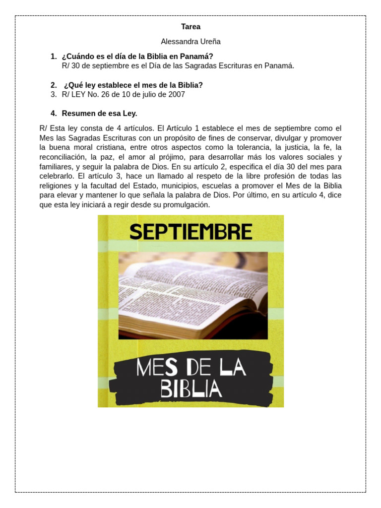 Tarea Mes de La Biblia | PDF