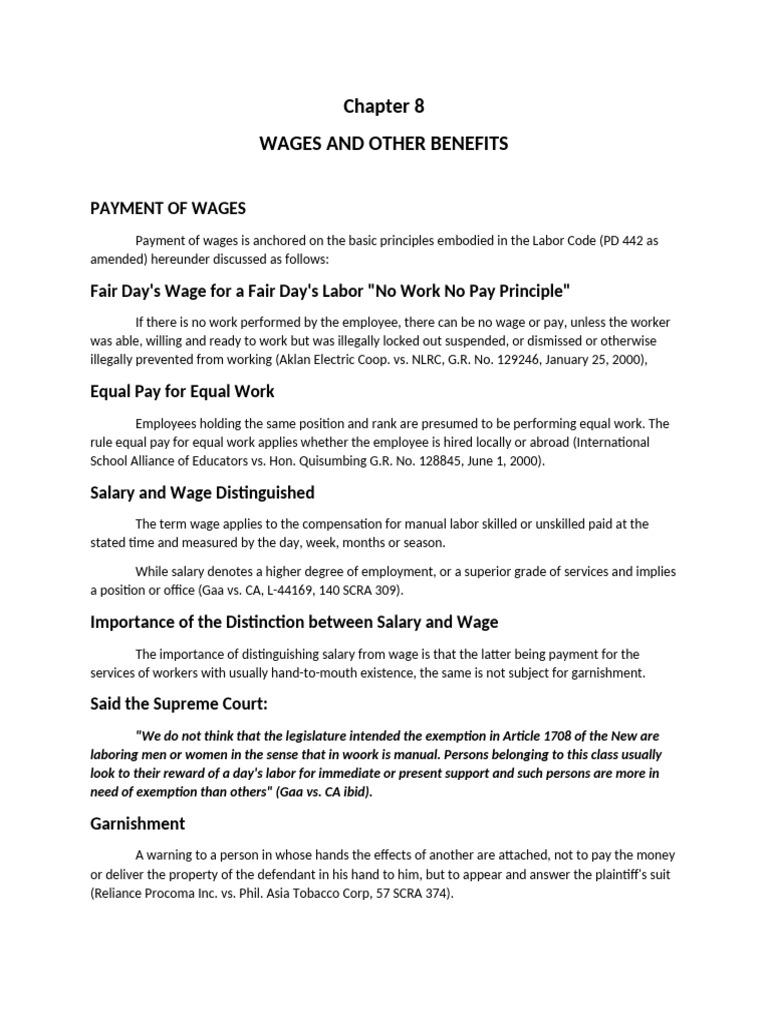 Understanding Wages and Benefits in Labor Code | PDF | Cost Of Living ...