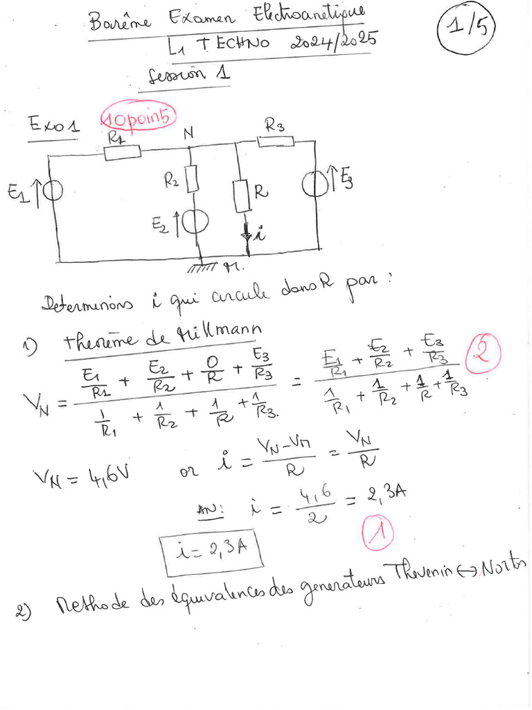 Bareme Electrocinetique - S1 | PDF