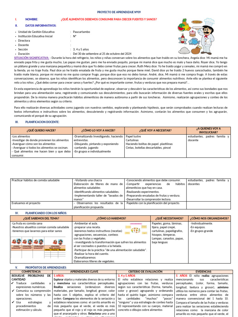 PROYECTO 10 LOS ALIMENTOS - OCTUBRE karito | PDF | Alimentos | Comunicación