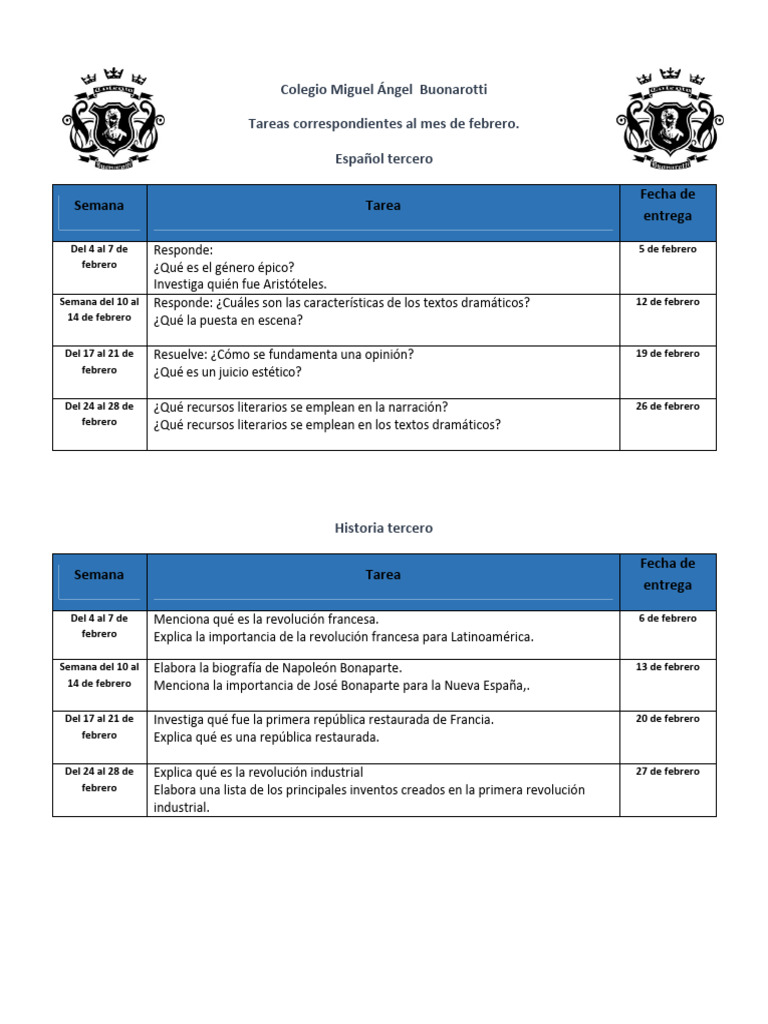 3o Tareas Febrero ESP CIV HIS 2025 | PDF