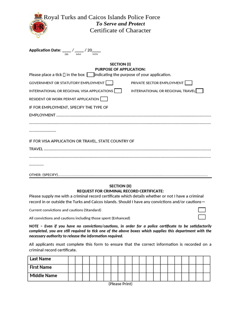 Application Form Police Record | PDF | Criminal Record | Government And Personhood