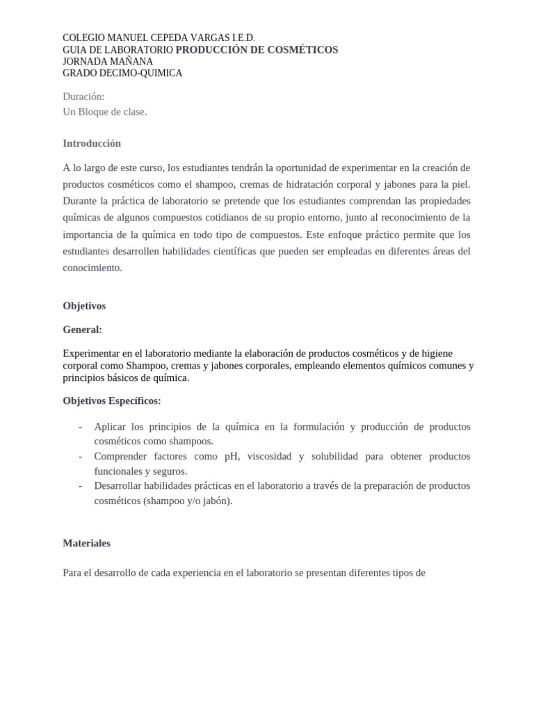 Producción de Cosméticos en Laboratorio | PDF | Ph | Laboratorios
