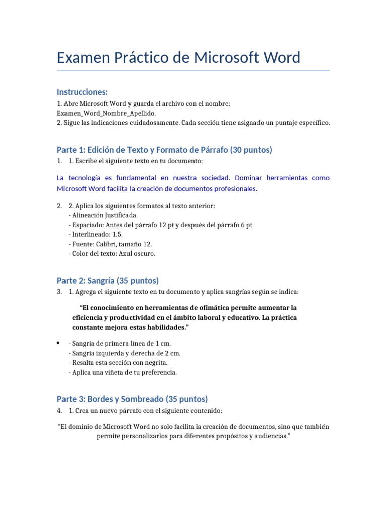 Examen Practico Word | PDF