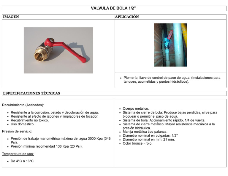 Ficha Tecnica Valvula | PDF