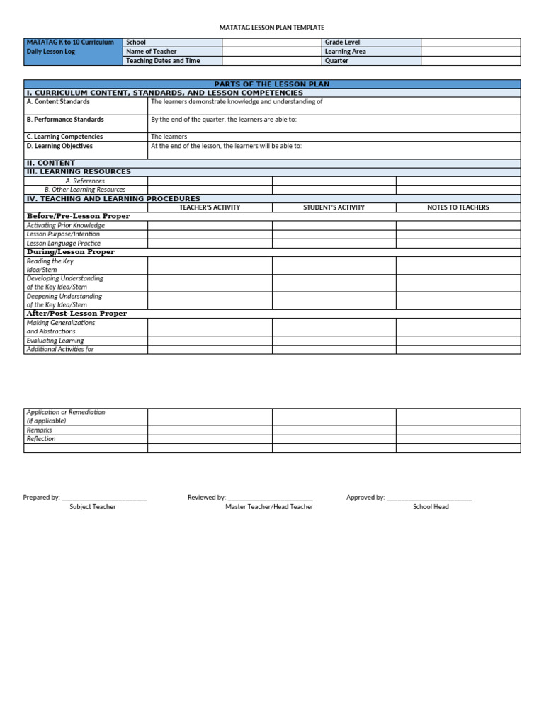 MATATAG LESSON PLAN Format | PDF
