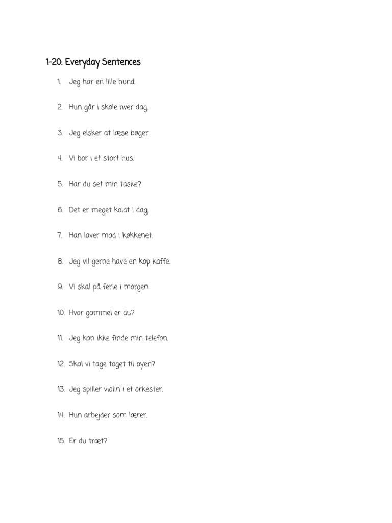 Danish Sentences | PDF
