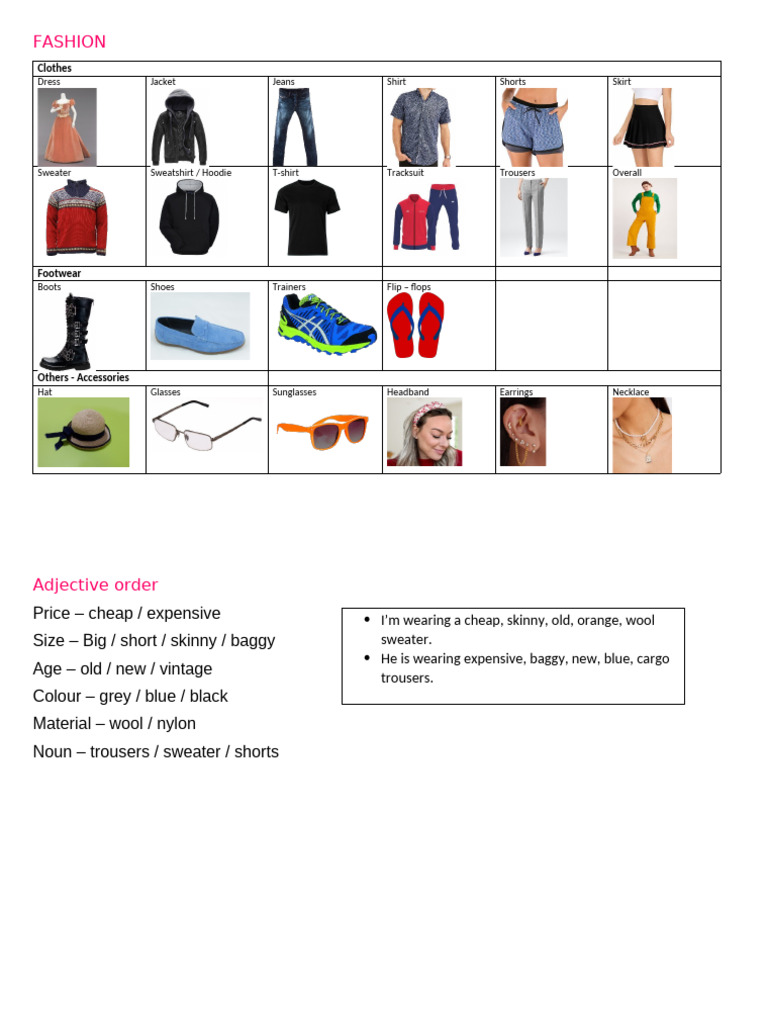 Clothes and Footwear - Picture Dictionary | PDF