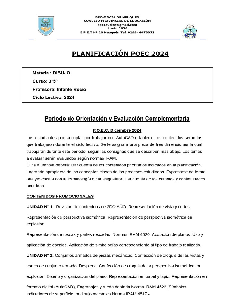 Planificación POEC - Dibujo 3ero 5ta - Rocio Infante | PDF | Dibujo ...