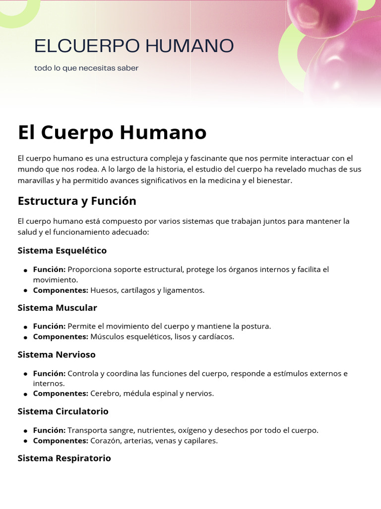 Estructura y Función del Cuerpo Humano | PDF | Corazón | Sistema ...