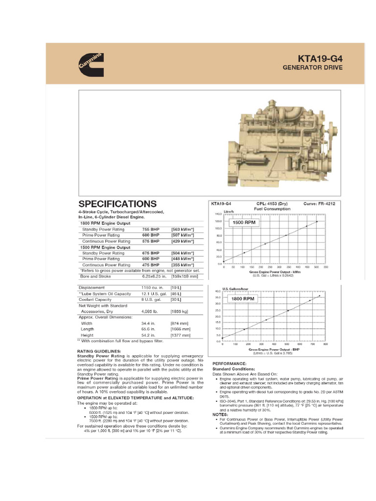 KTA 19 Tehnical Data | PDF