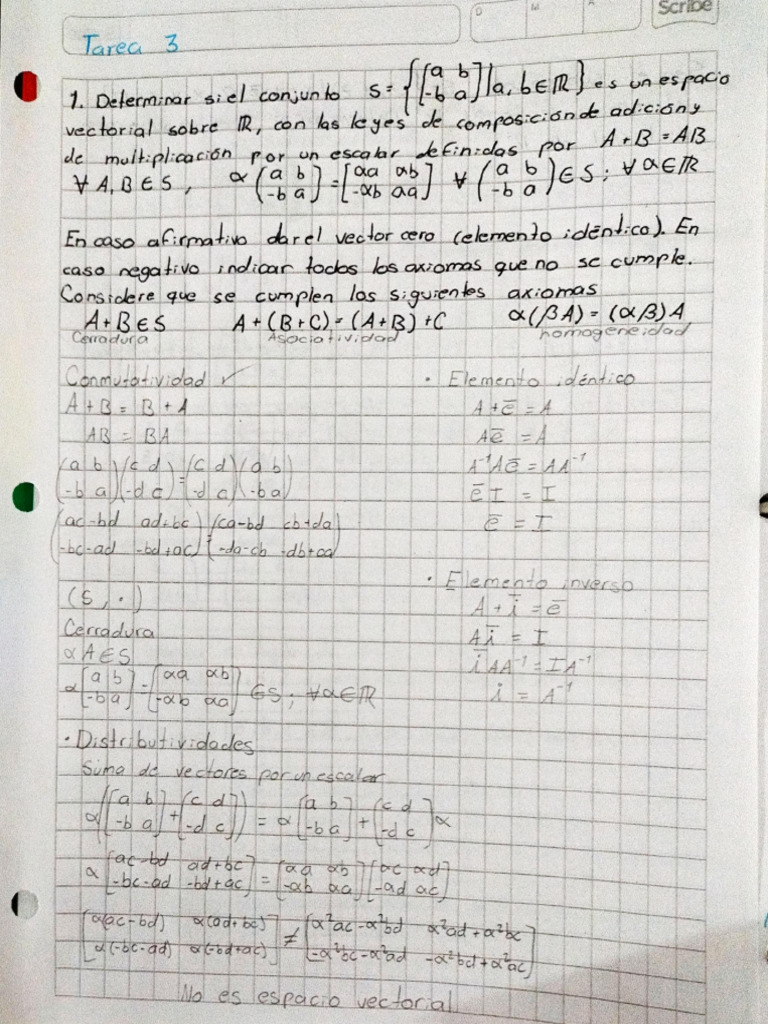 Tarea 3 de Álgebra Lineal, Profesora Alicia Pineda, FI UNAM | PDF