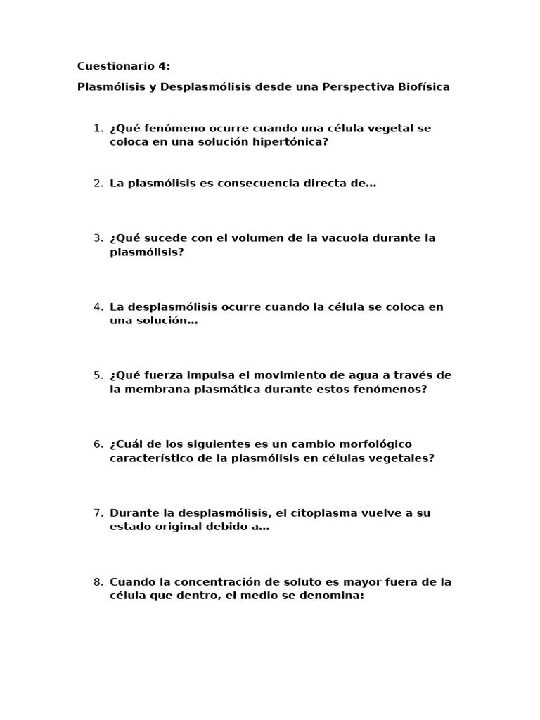 Cuestionario 4 biologia | PDF