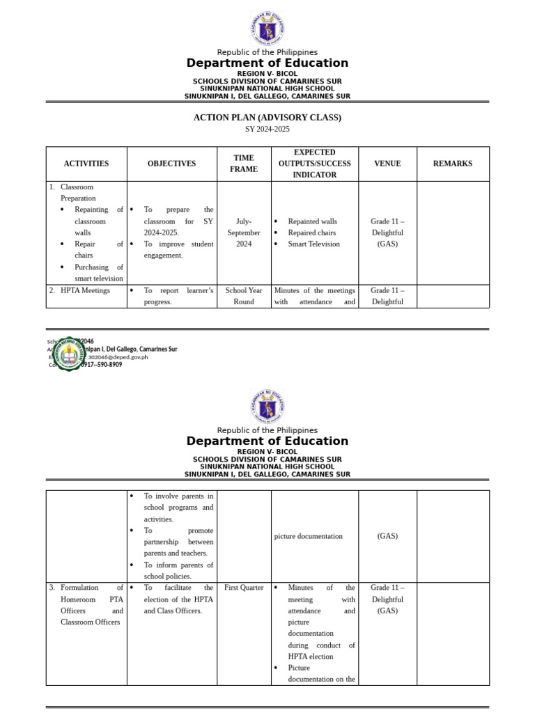 Advisory Class Action Plan | PDF | Mentorship | Teachers