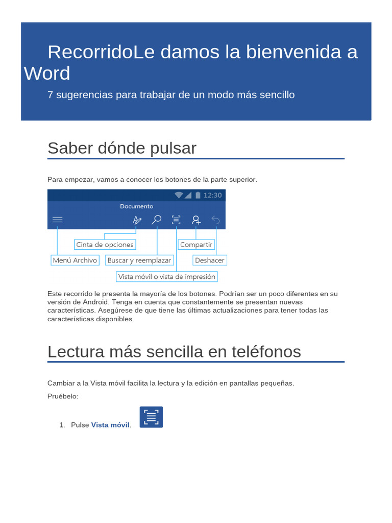Recorridole Damos La Bienvenida A Word: Saber Dónde Pulsar | PDF ...