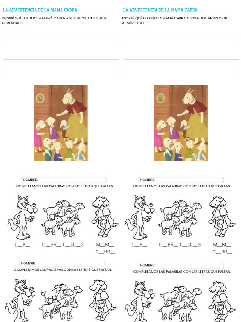 Instrucciones de Mamá Cabra a sus Hijos | PDF