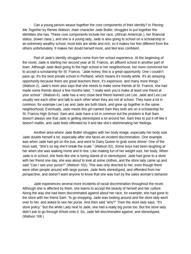 Essay For Piecing Me Together. | PDF