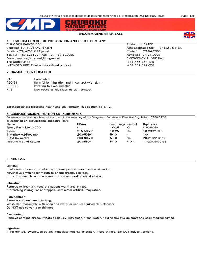 Uk-541ee (Epicon Marine Finish Base+hardener) | PDF | Water | Firefighting