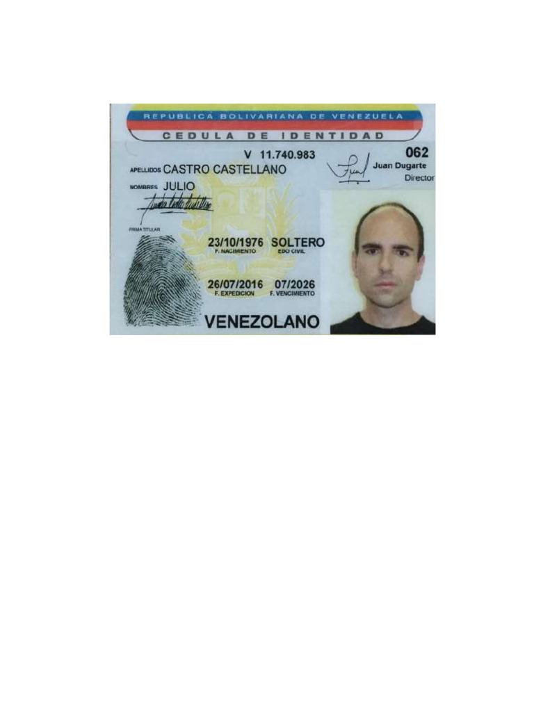 Cedula Julio Castro Castellano | PDF