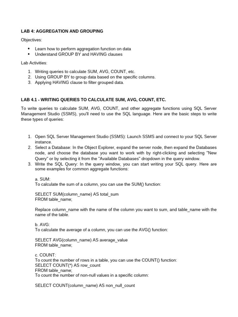 4 IM Aggregation and Grouping | PDF | Table (Database) | Databases