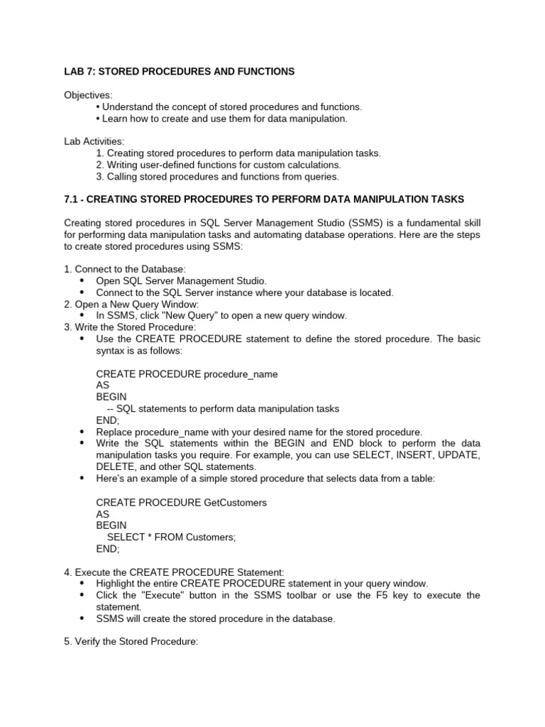 7+IM+Lab+Stored+Procedures+and+Functions | PDF | Databases | Sql