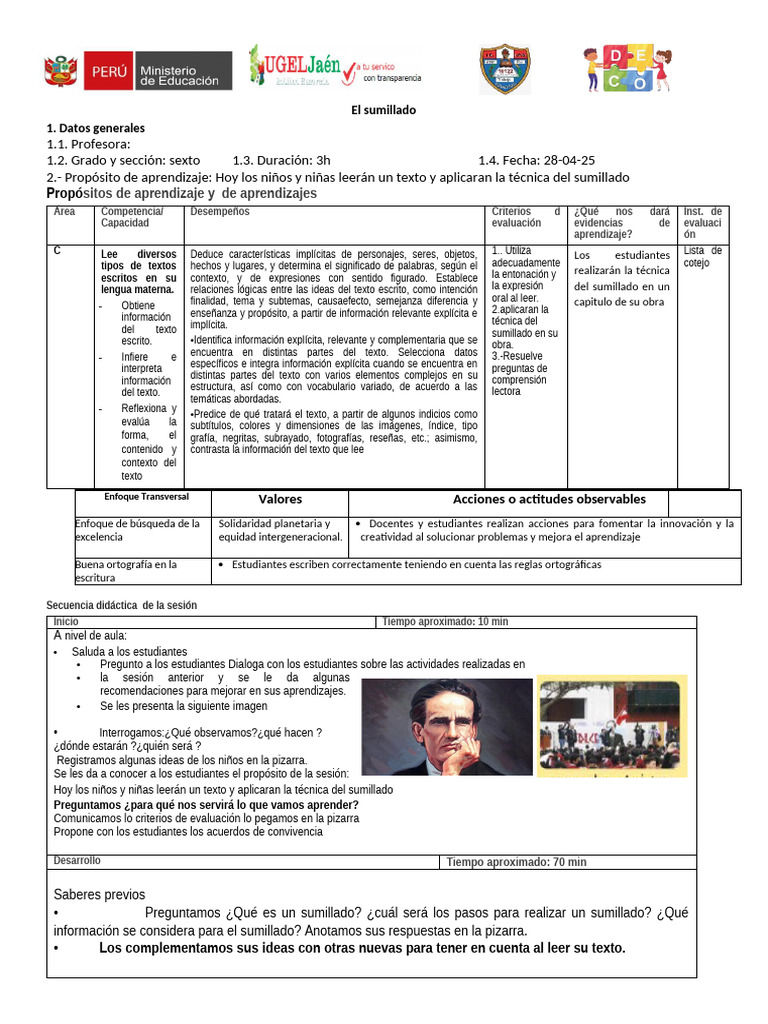 28-04-25 Comunicacion El Sumillado | PDF | Aprendizaje | Enseñando