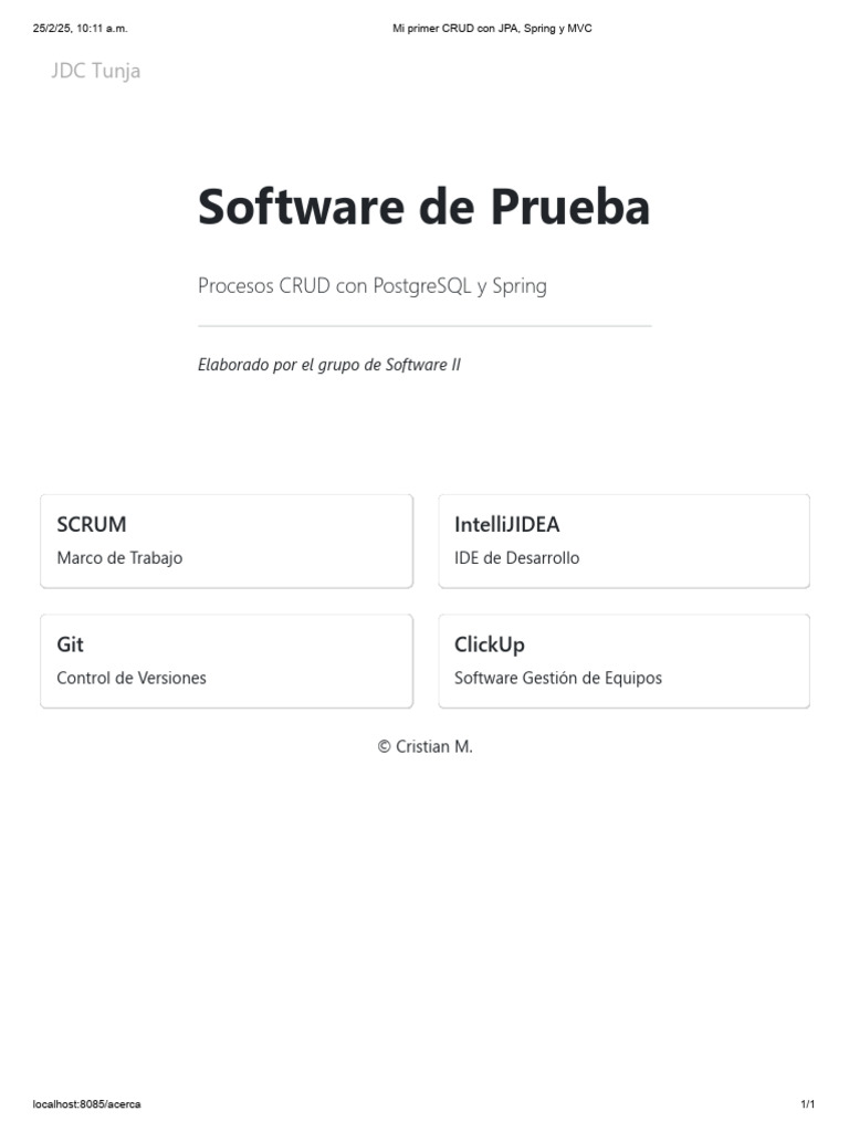 Mi Primer CRUD Con JPA, Spring y MVCpage3 | PDF