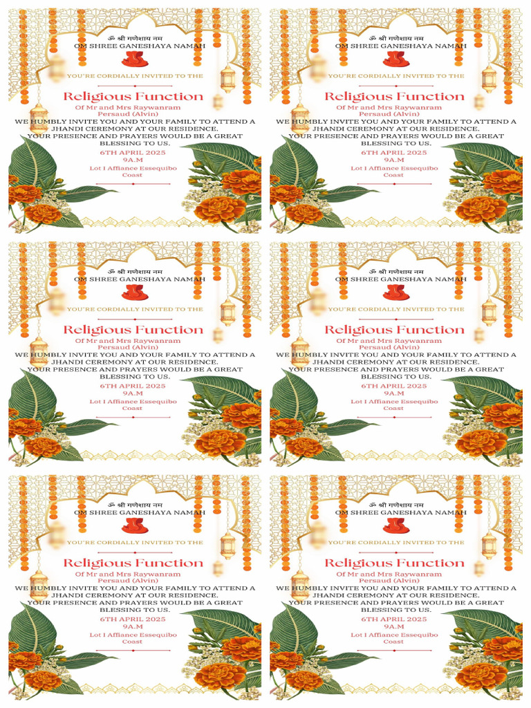 A4 6x Invitation Sheet | PDF