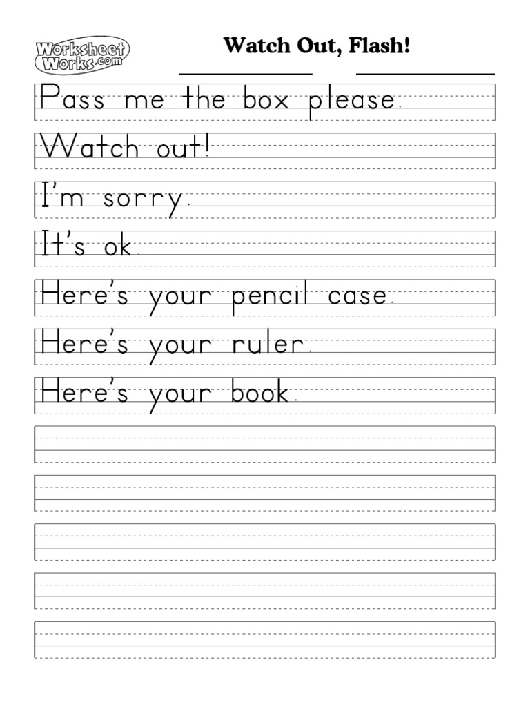 WorksheetWorks Watch Out Flash 1 | PDF