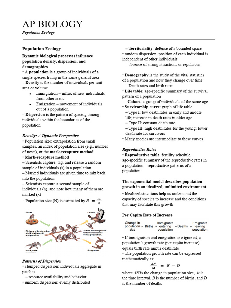 AP Biology Population Ecology | PDF | Reproduction | Biology