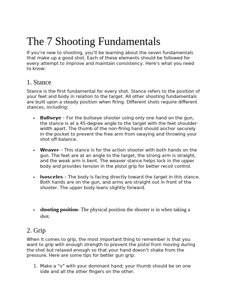 7 Fundamentals of Shooting Explained | PDF | Trigger (Firearms) | Breathing