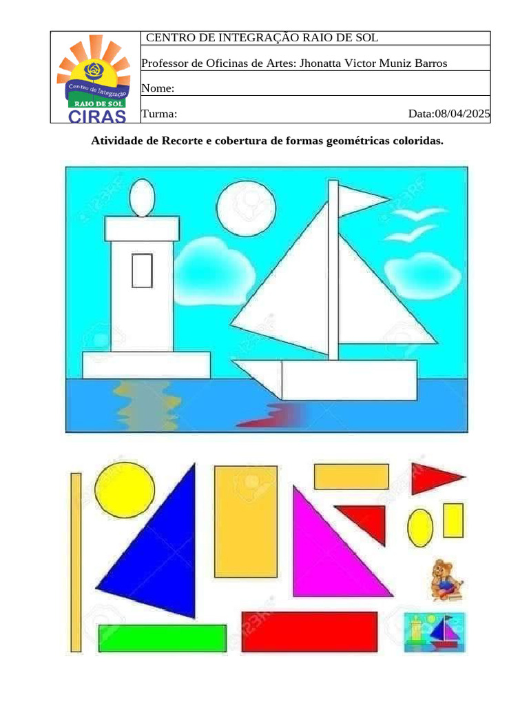 Atividade de Recorte e Cobertura de Formas Geométricas Coloridas 4 | PDF