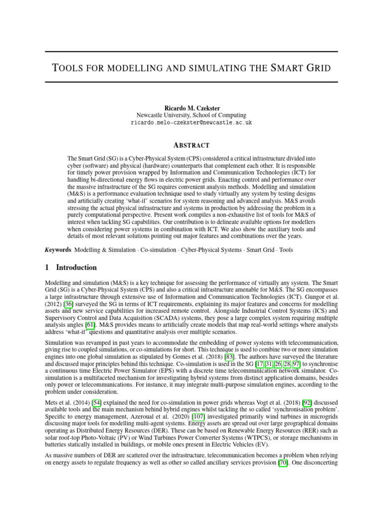 TOOLS FOR MODELLING AND SIMULATING THE SMART GRID | PDF | Simulation | Matlab