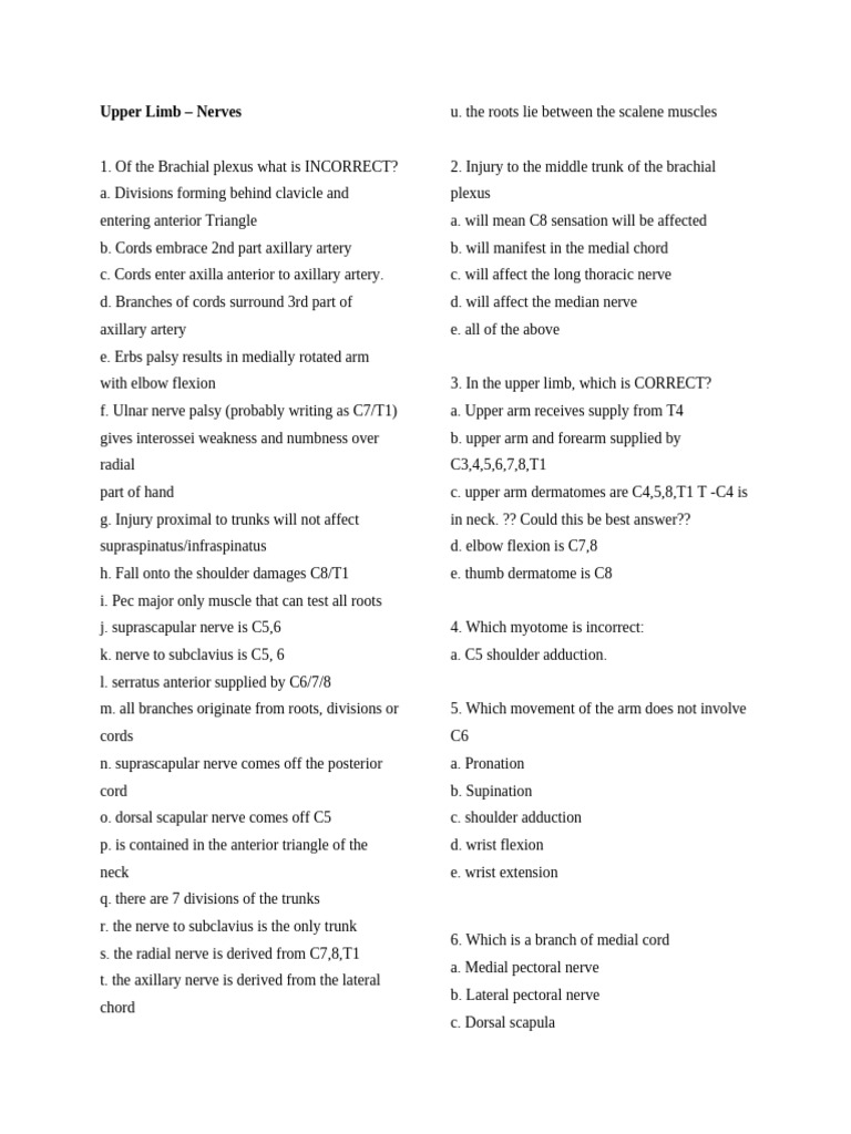MCQS On Upper Limb-1 | PDF | Arm | Thumb