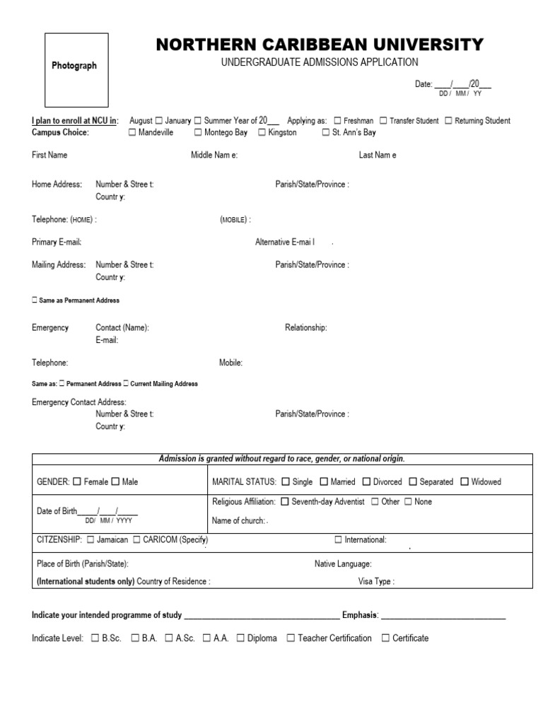 NCU Undergraduate Admissions Application | PDF | Qualifications ...