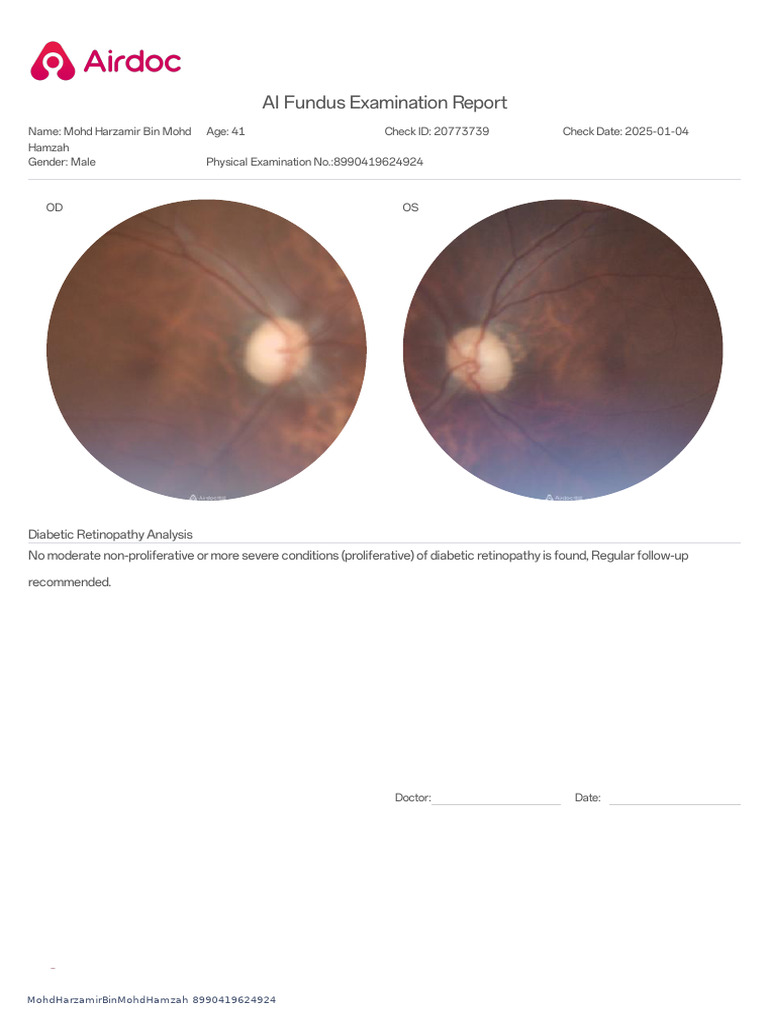 AI Fundus Examination Report Summary | PDF | Retina | Diseases And ...