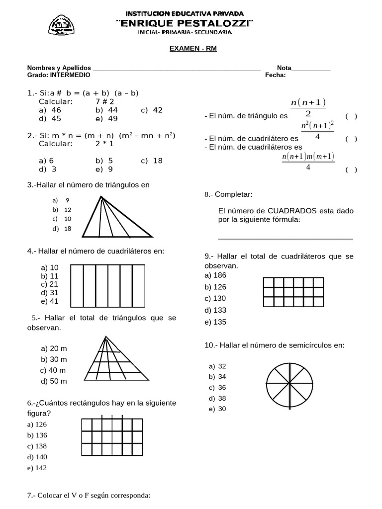 Examen de Intermedio RM - Final | PDF