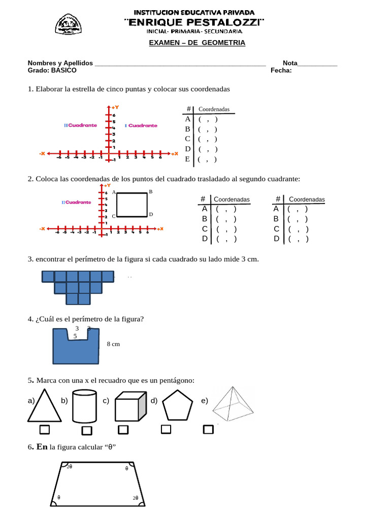 Examen Basico GEOMETRIA FINAL 2024 | PDF