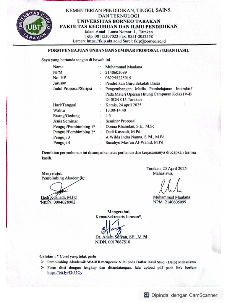 Surat Pengajuan Undangan Sempro | PDF