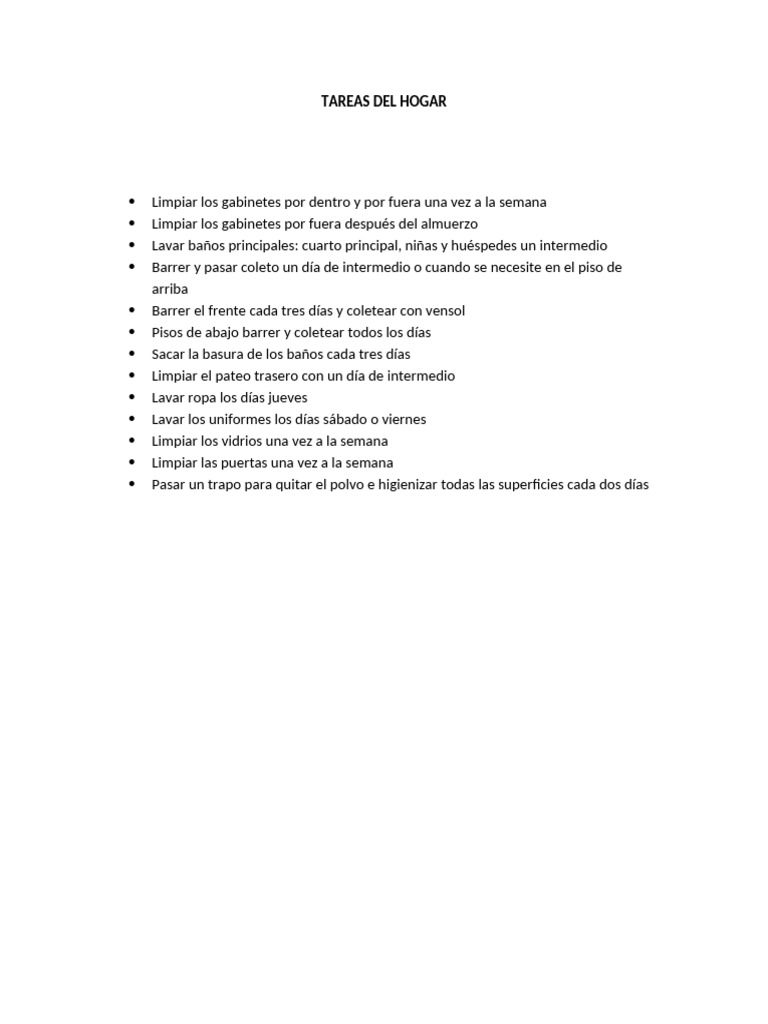 Tareas Del Hogar | PDF