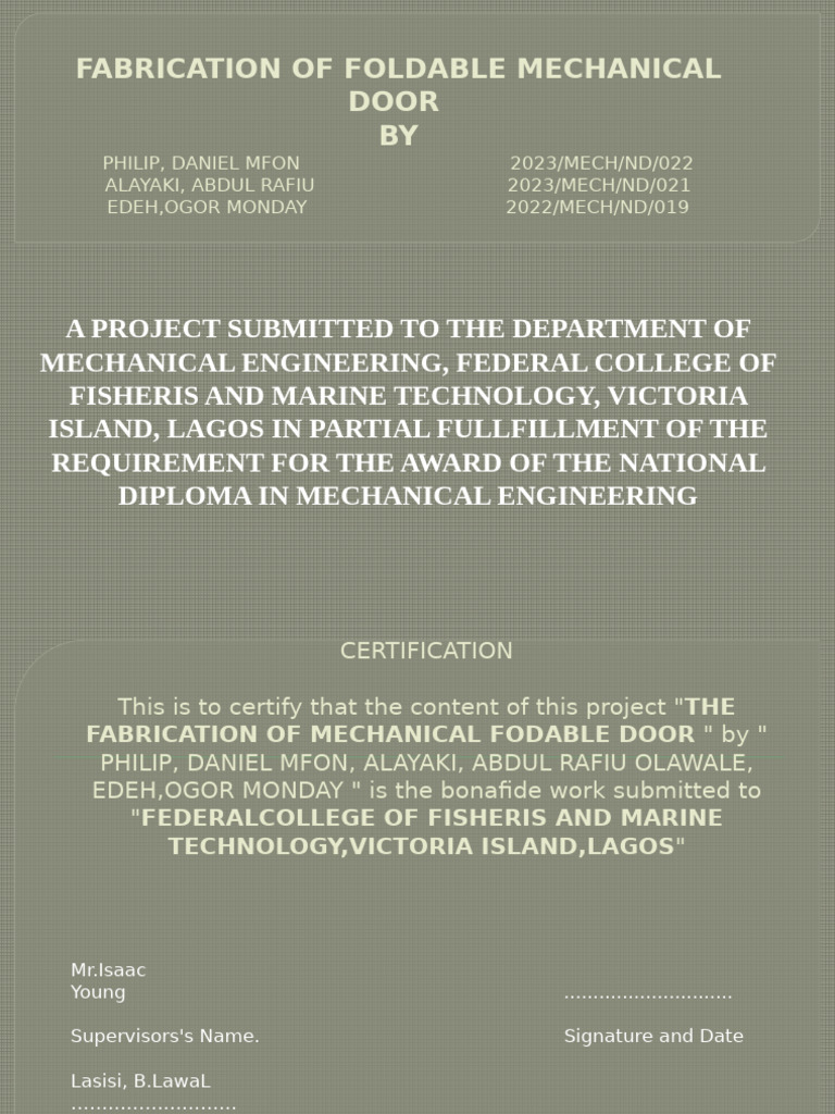 Group6 Fabrication of Foldable Mechanical Dor2 | PDF | Door | Screw