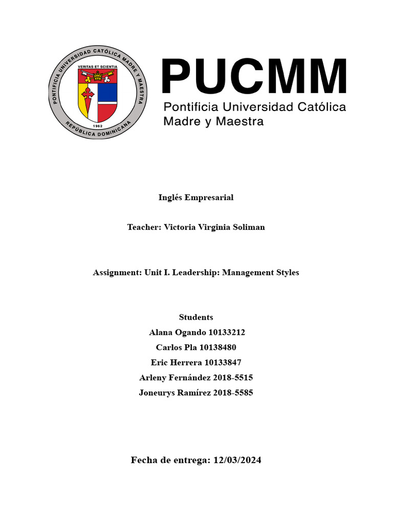 Unit I. Leadership - Management Styles | PDF | Leadership | Business