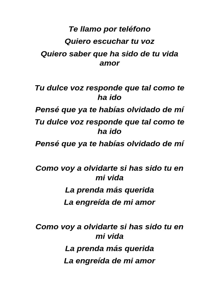 Letra "El Teléfono" - Grupo 5 | PDF