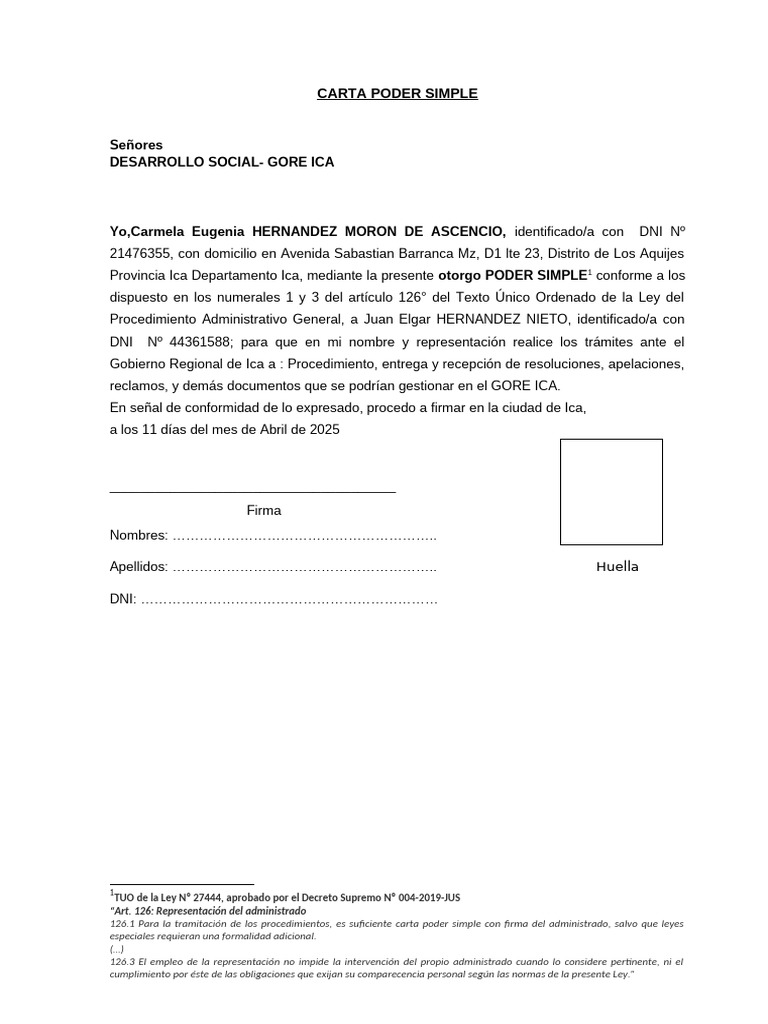 Carta Poder Simple 2025 | PDF
