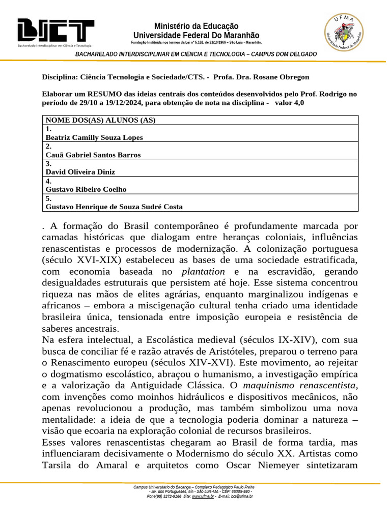 Resumo Modulo I Noturno | PDF | Renascimento | Science